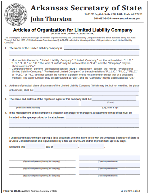 Arkansas LLC Order Form | DBI Global Filings, LLC – DBI Global Filings ...
