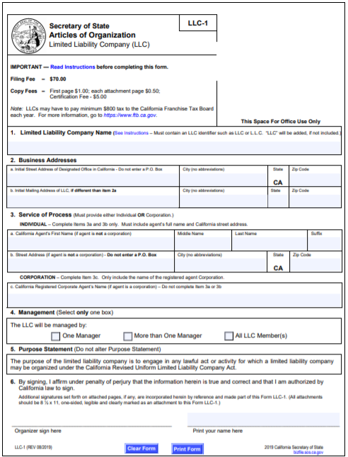 California LLC Order Form | DBI Global Filings, LLC – DBI Global ...