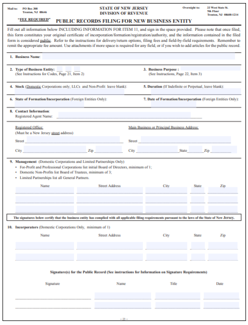 New Jersey LLC Order Form | DBI Global Filings, LLC – DBI Global ...