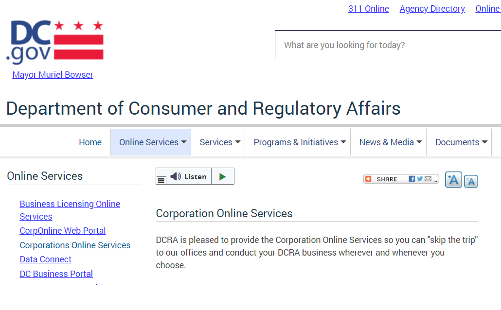 Washington D.C. LLC Order Form – DBI Global Filings, LLC (a subsidiary ...